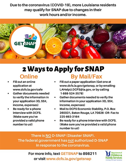 Get SNAP Flyers - COVID-19 | Louisiana Department of Children & Family ...