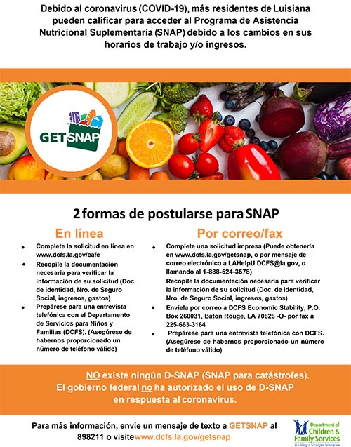 Get SNAP Flyers - COVID-19 | Louisiana Department of Children & Family ...